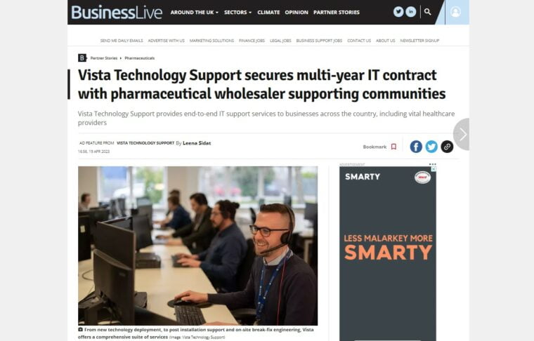 Vista Technology Support Features in BusinessLive, April 2023